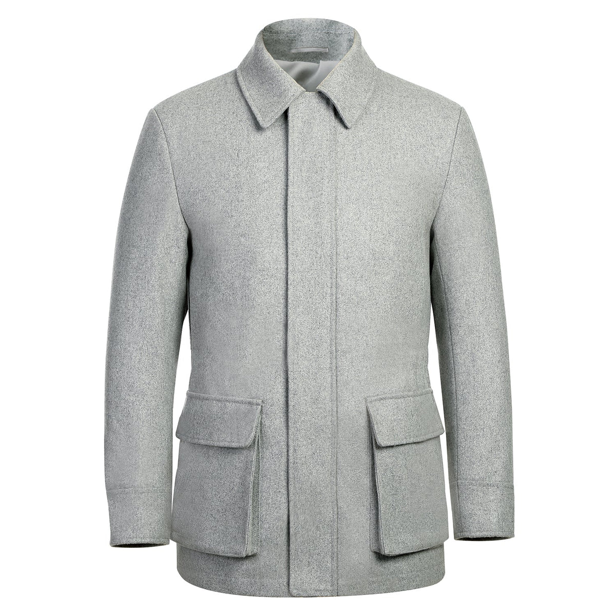 Wool Blend SLIM FIT Short Overcoat in Grey (Regular, Short, & Long Len