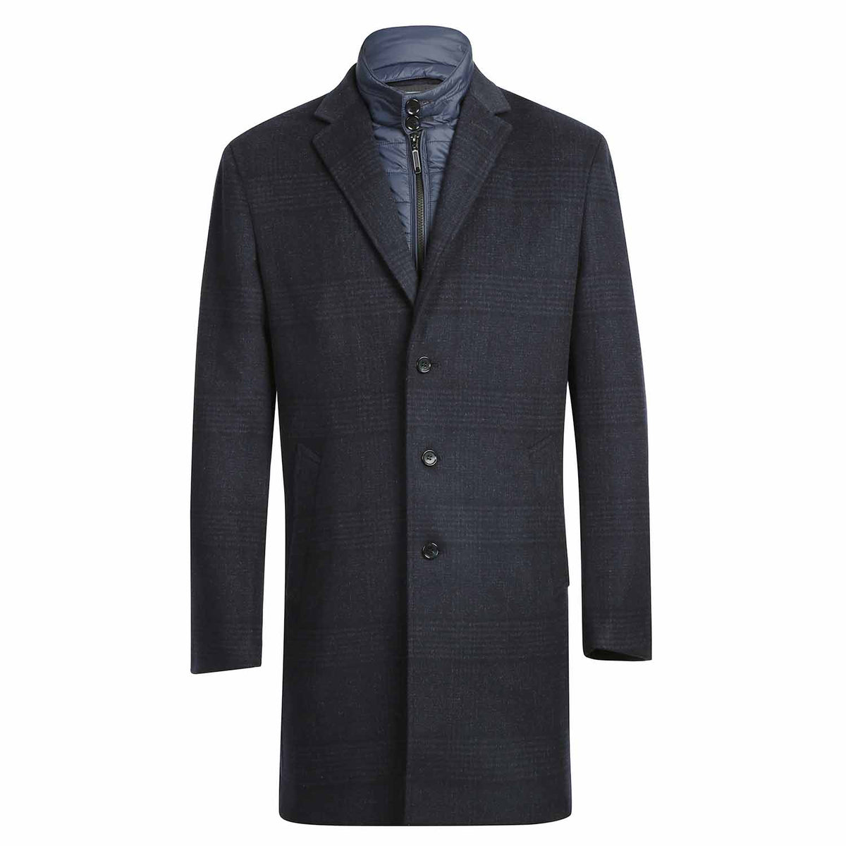 Wool Blend SLIM FIT Longline Overcoat with Quilted Zip-Out Lining in N