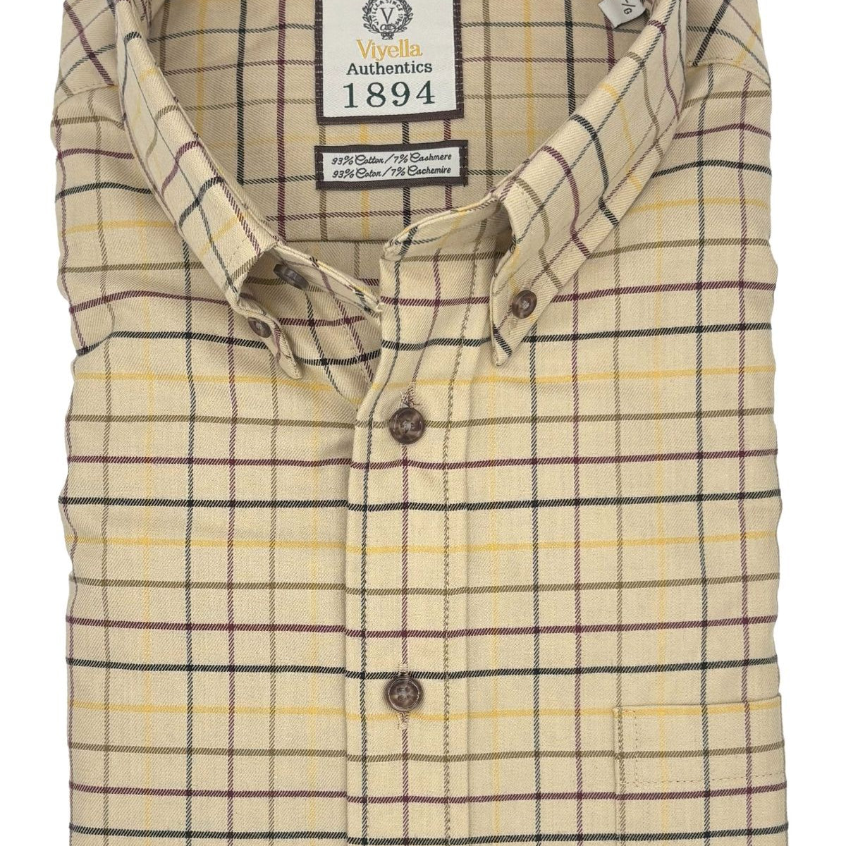 Tan, Hunter, and Burgundy Tattersall Cotton and Cashmere Blend '1894 A