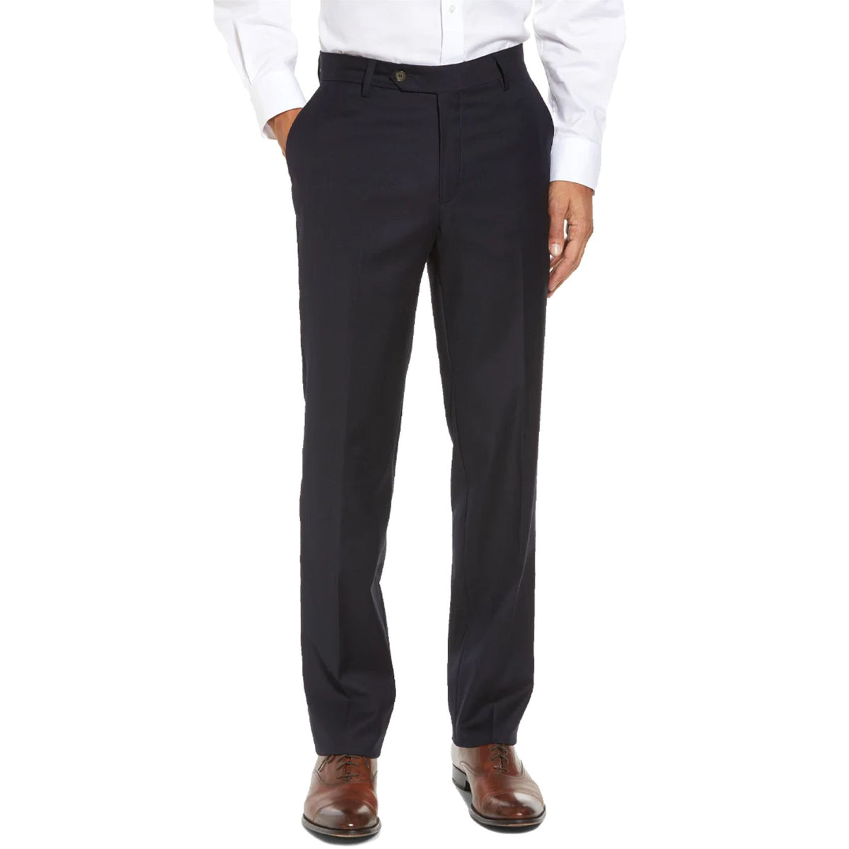 Stretch Gabardine Worsted Wool Trouser in Navy (Tribeca Modern Plain F