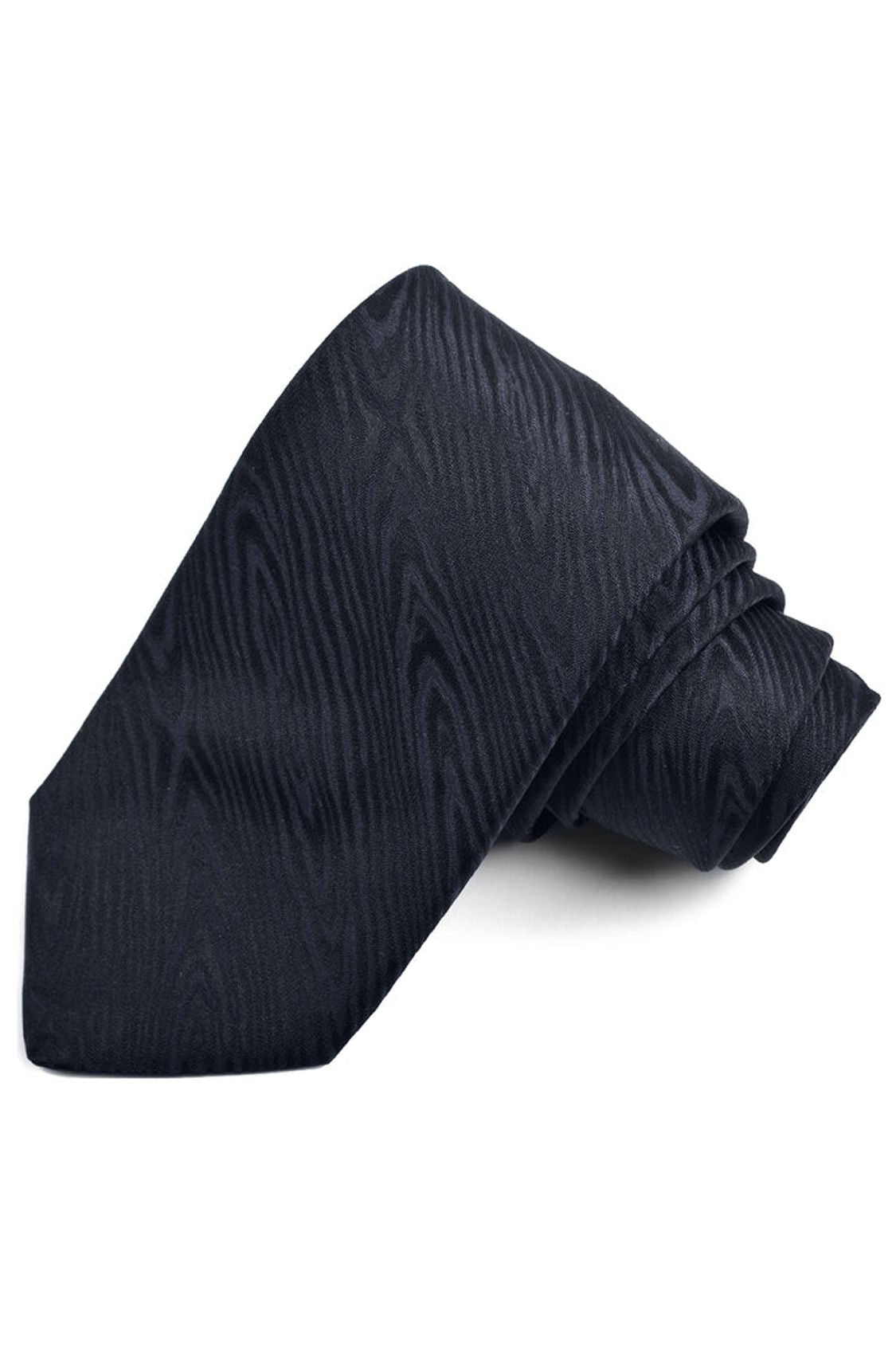 Navy and Black Tonal Formal Woven Silk Moire Jacquard Tie by Dion Neck