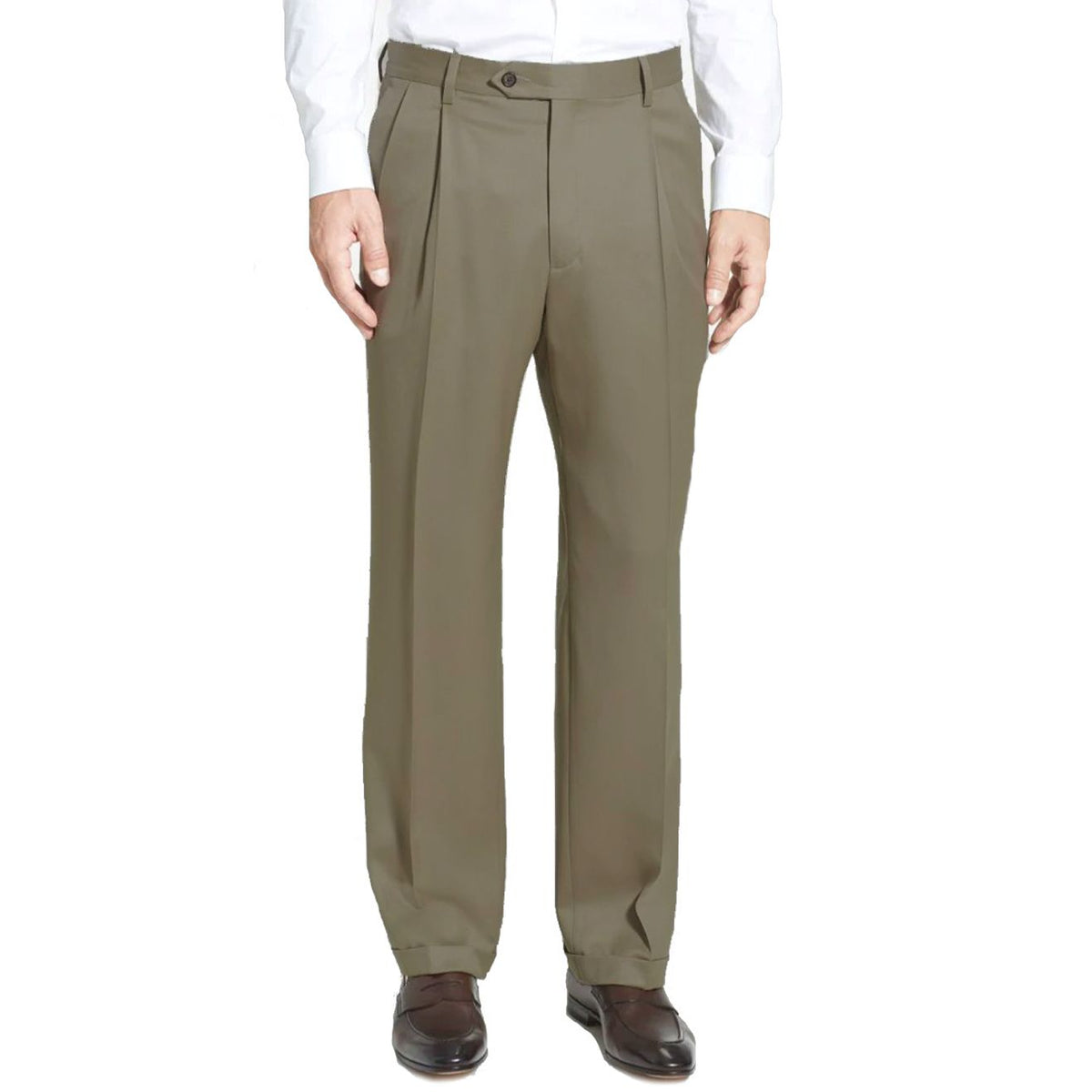 Super 100s Worsted Wool Gabardine Trouser in Tan (Milan Double Reverse