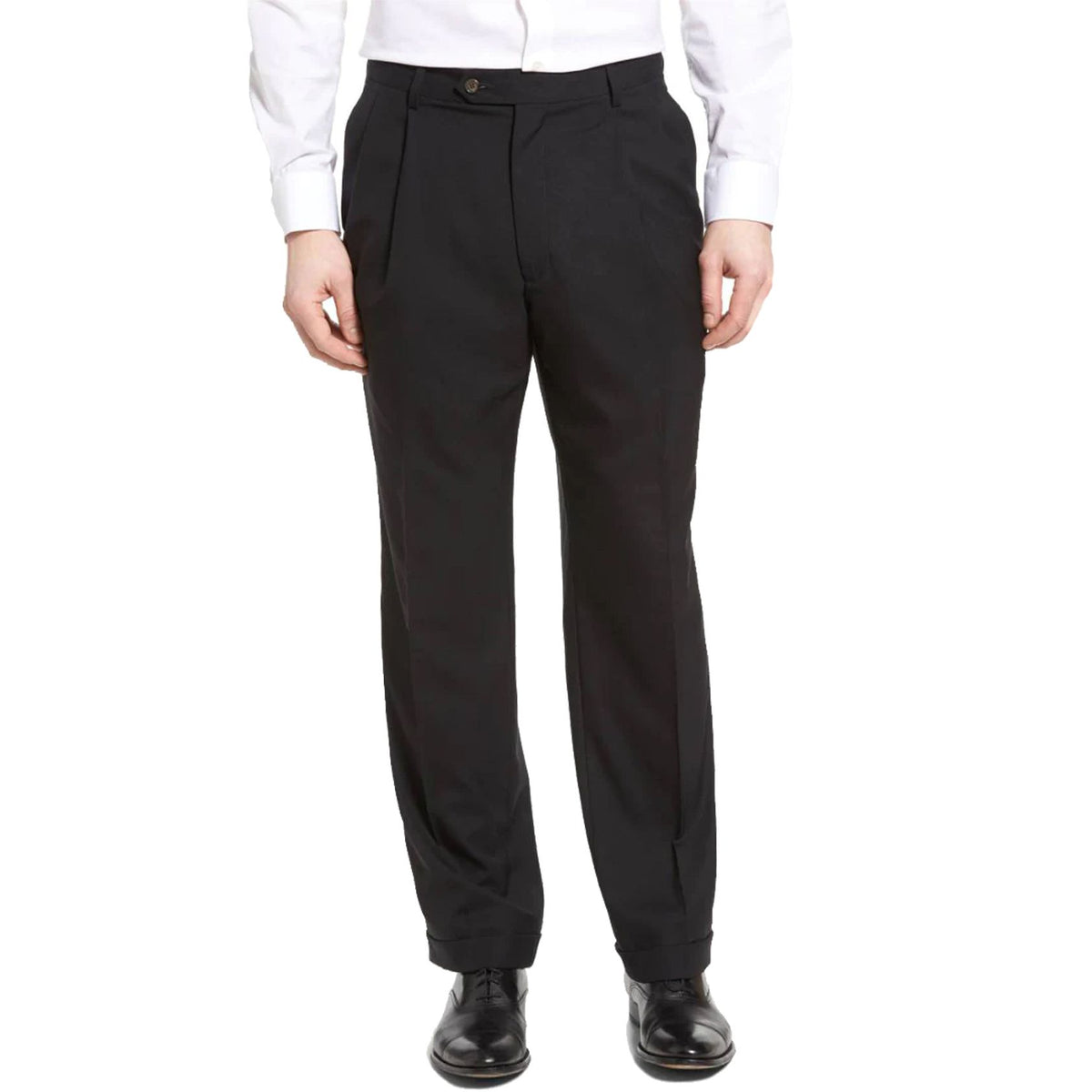 Worsted Wool Tropical Trouser in Black (Windsor Double Reverse Pleat