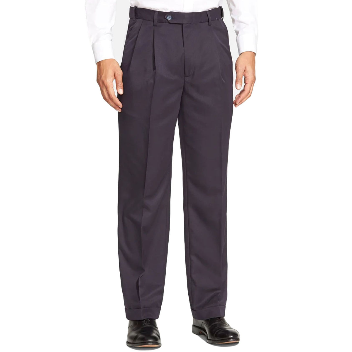 Microfiber Performance Trouser in Navy (Milan Double Reverse Pleat) by