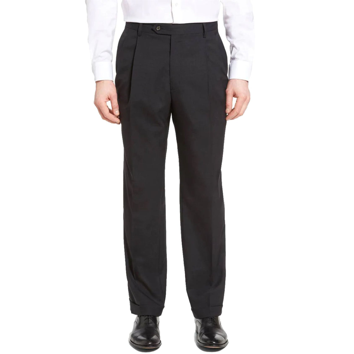 Worsted Wool Tropical Trouser in Charcoal (Self Sizer Double Reverse P