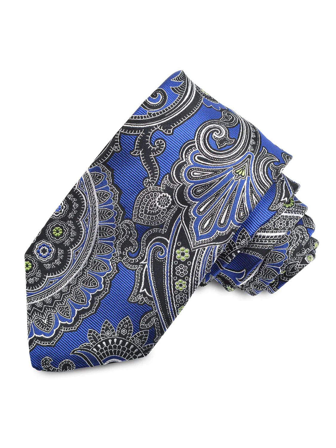 Royal Blue, Mint, and Black Iconic Paisley Faille Italian Silk Woven J