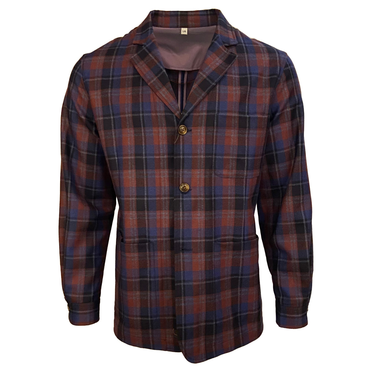 Wool Blazer Shirt Jacket in Red and Brown Plaid by Viyella