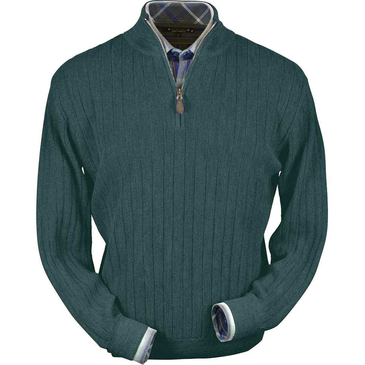 Baby Alpaca 'Links Stitch' Half-Zip Mock Neck Sweater in Bluegrass Hea