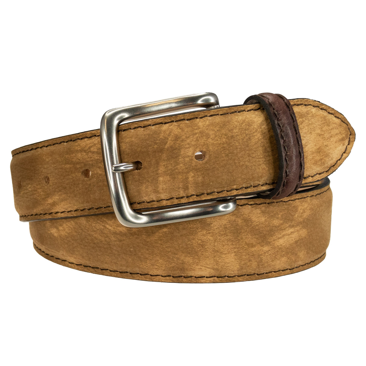 Travis Washed Calfskin Leather Belt in Tan by T.B. Phelps